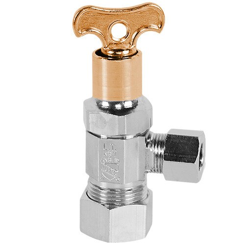 No Lead Chrome Brass Angle Multi-Turn Stop Valve Lockshield, 5/8 in.OD ...